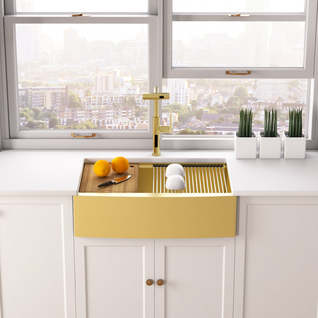 Lefton 33" x 22" Stainless Steel Farmhouse Kitchen Sinks with Waterfall ...