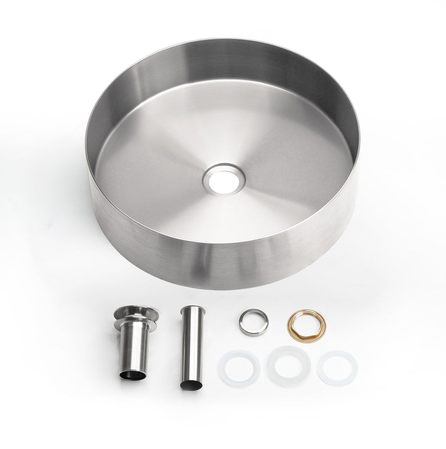 Recertified Lefton Modern Stainless Steel Round Bathroom Vessel Sink ...