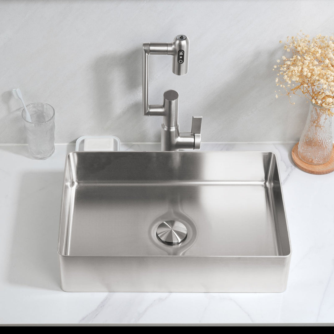 Recertified Lefton Stainless Steel Rectangular Bathroom Vessel Sink ...