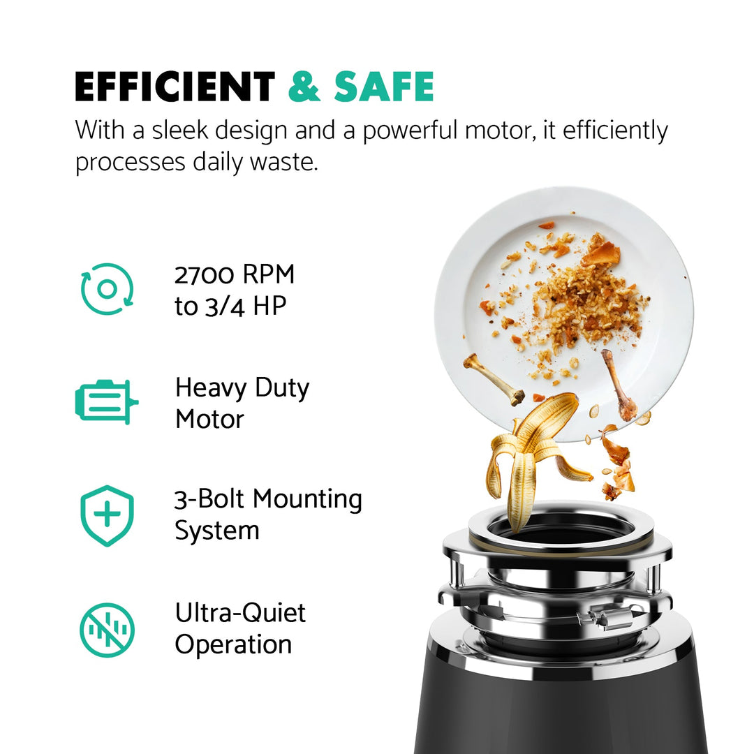 Lefton 3/4 HP Continuous Feed Food Waste Garbage Disposal-LGD-714 ...