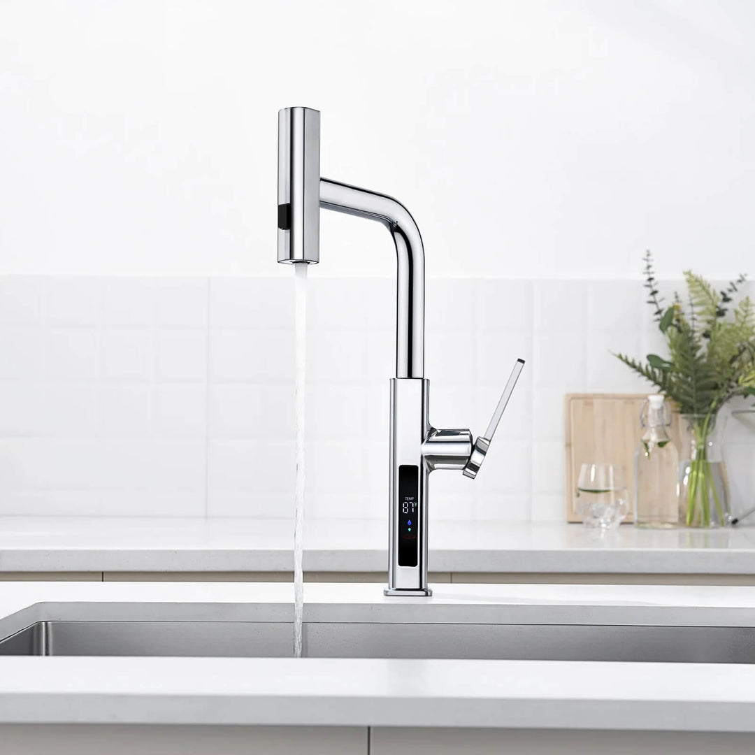 Smart Waterfall Kitchen Faucet with Temperature Display – Lefton Home