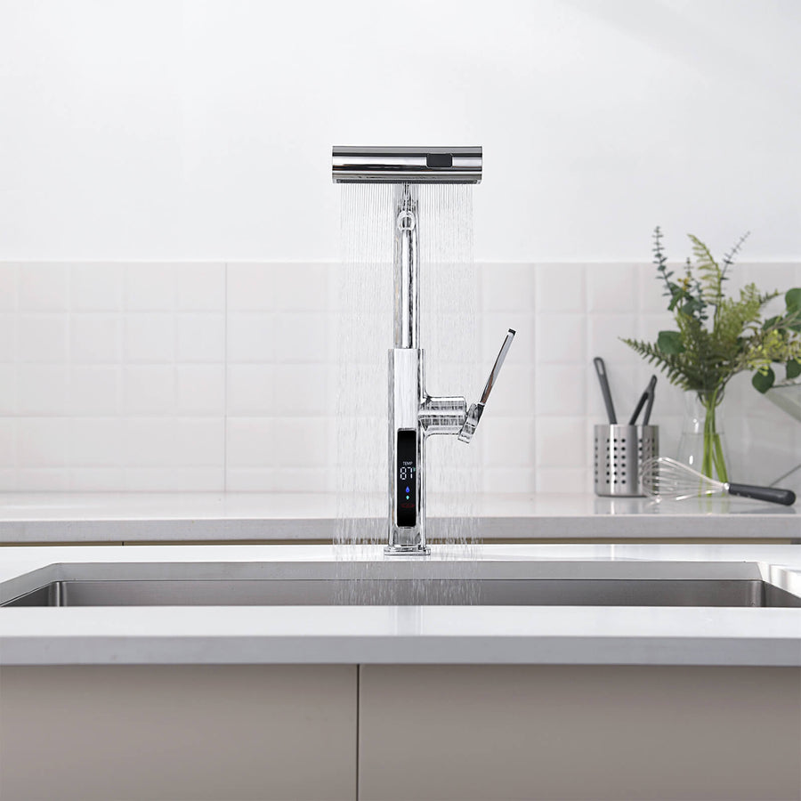 Smart Waterfall Kitchen Faucet with Temperature Display – Lefton Home