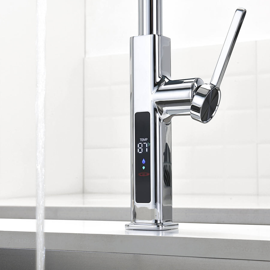 Smart Waterfall Kitchen Faucet with Temperature Display – Lefton Home