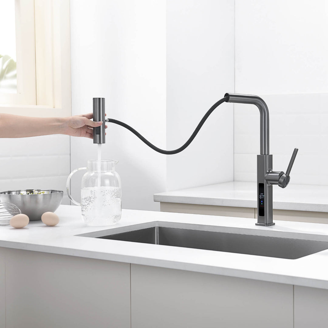 Smart Waterfall Kitchen Faucet with Temperature Display – Lefton Home