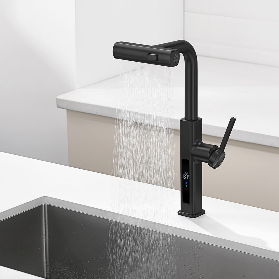 Smart Waterfall Kitchen Faucet with Temperature Display – Lefton Home