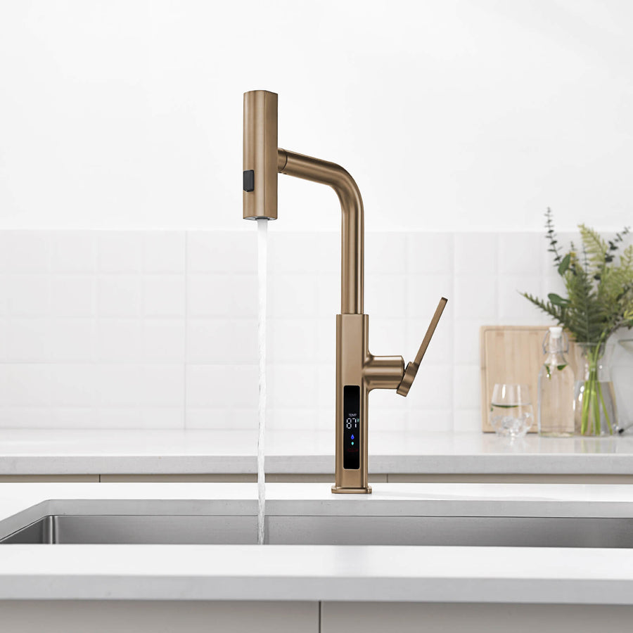 Smart Waterfall Kitchen Faucet with Temperature Display – Lefton Home