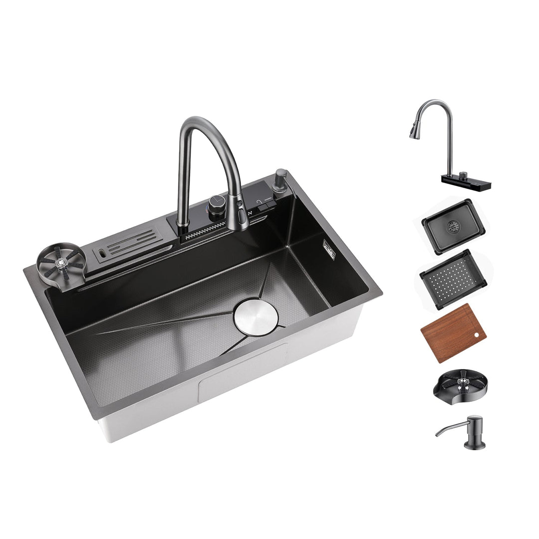 LEFTON 33 x 22 inch Smart Waterfall Workstation Kitchen Sink-KS2205L ...