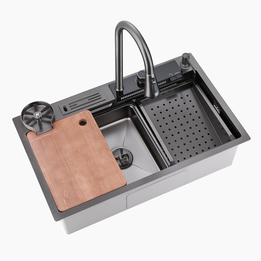 LEFTON 33 x 22 inch Smart Waterfall Workstation Kitchen Sink-KS2205L ...