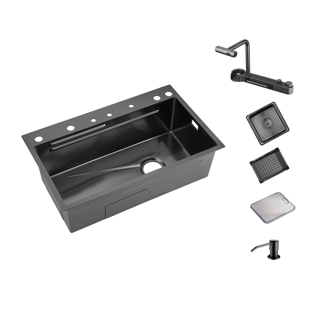 Recertified-Lefton Stainless Steel Single Bowl Kitchen Sink Set KS2208 ...