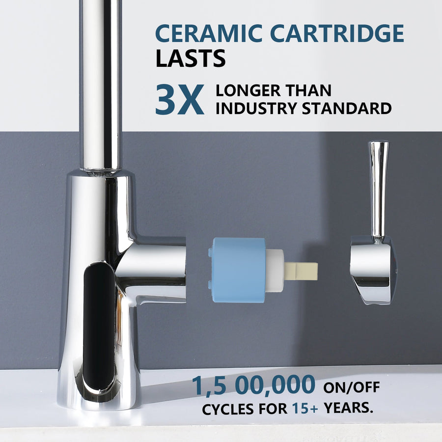 Modern Pull-Down Kitchen Faucet with Glass Rinser – Lefton Home