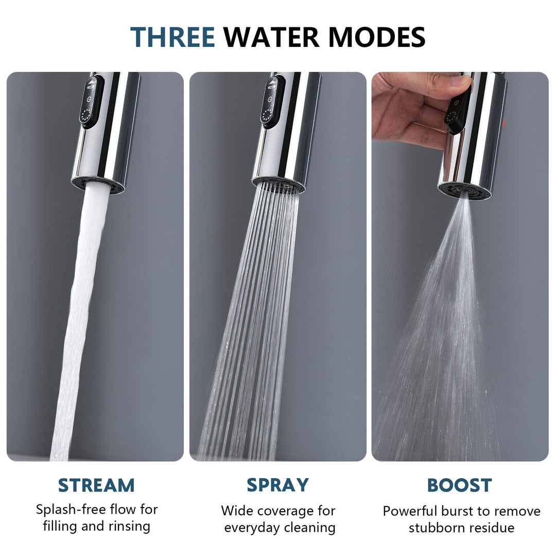 Modern Pull-Down Kitchen Faucet with Glass Rinser – Lefton Home