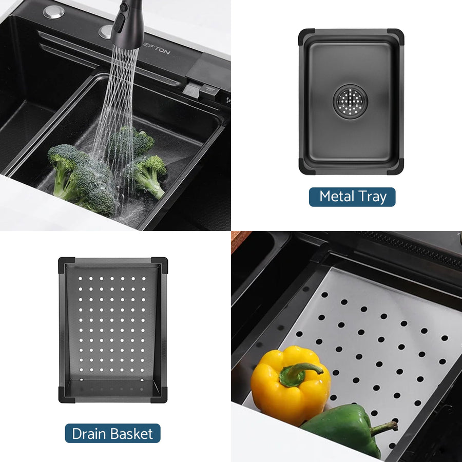 Single Bowl Smart Waterfall Workstation Kitchen Sink Set – Lefton Home