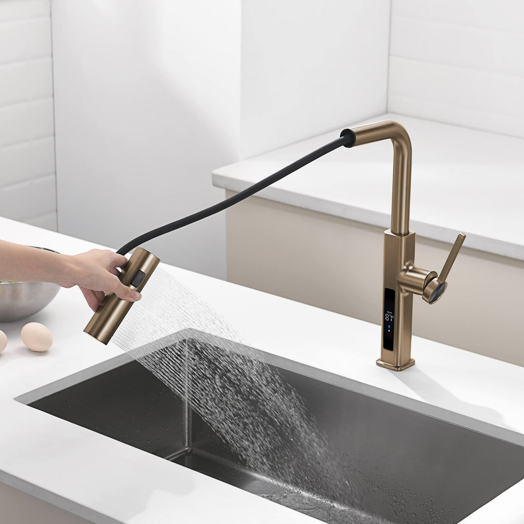 Smart Waterfall Kitchen Faucet with Temperature Display – Lefton Home