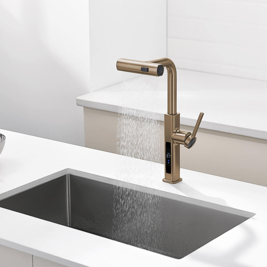 Smart Waterfall Kitchen Faucet with Temperature Display – Lefton Home