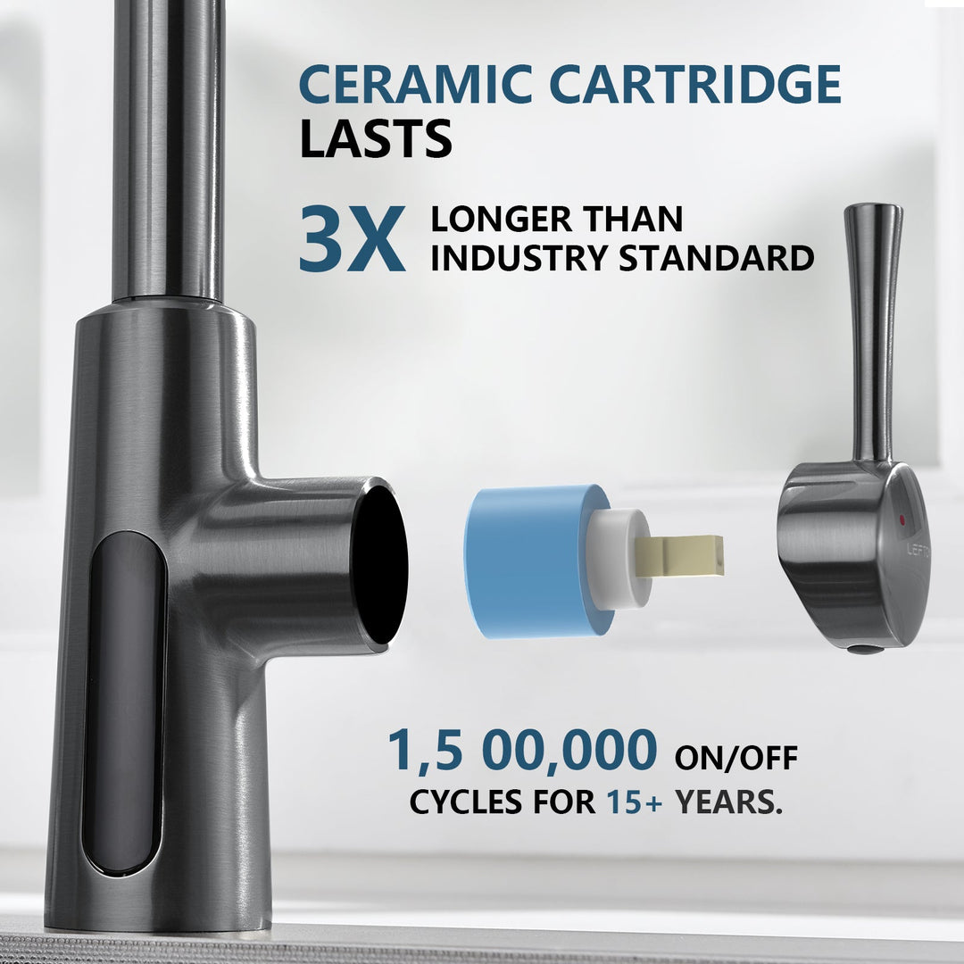 Modern Pull-Down Kitchen Faucet with Glass Rinser – Lefton Home