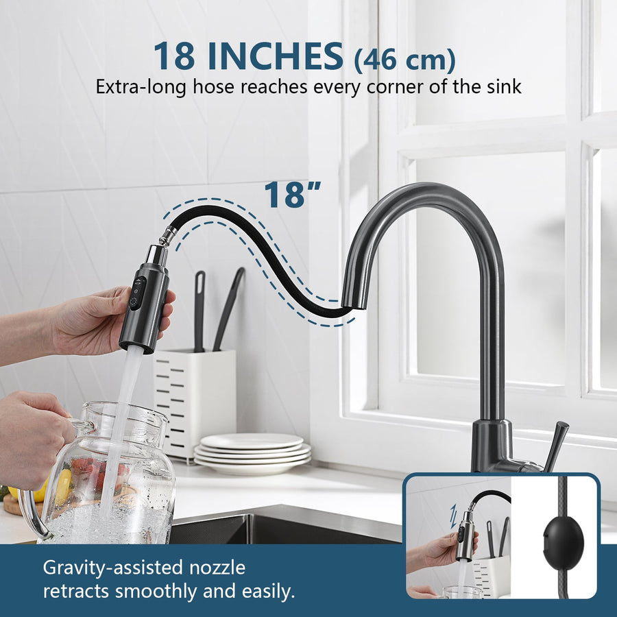 Modern Pull-Down Kitchen Faucet with Smart Real-time Temperature ...