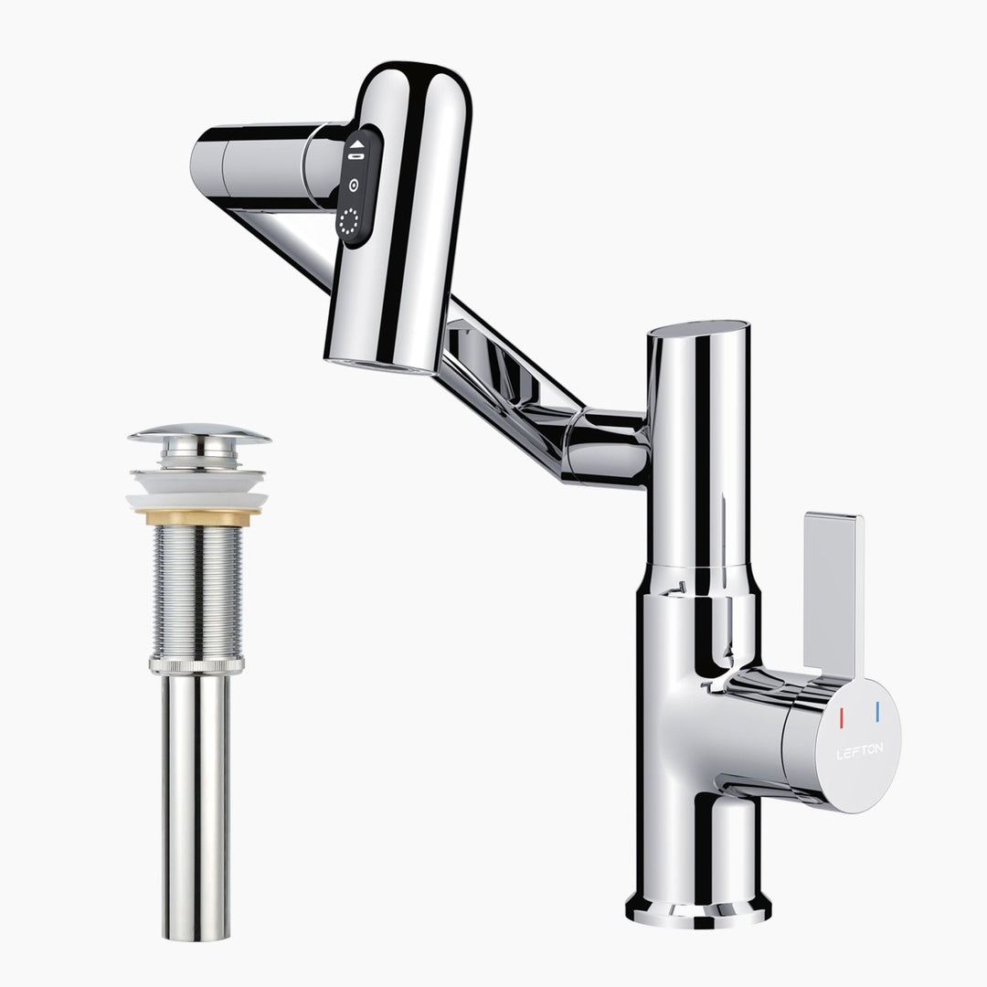 LEFTON Single Hole Bathroom Faucet-BF2204 with Pop-Up Drain Stopper ...