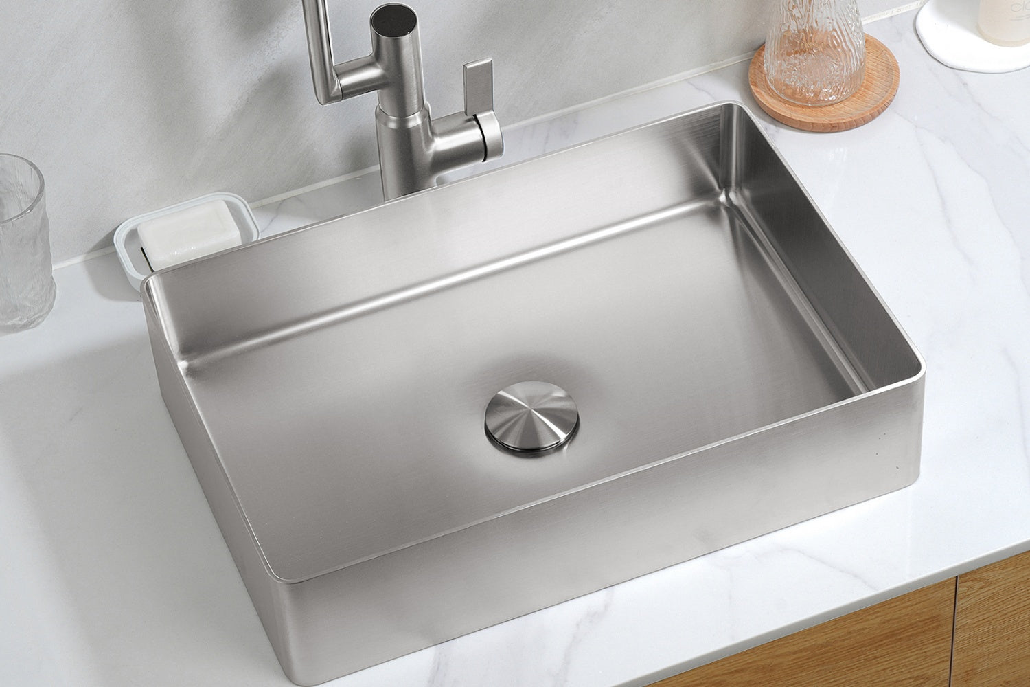 Recertified Lefton Stainless Steel Rectangular Bathroom Vessel Sink ...