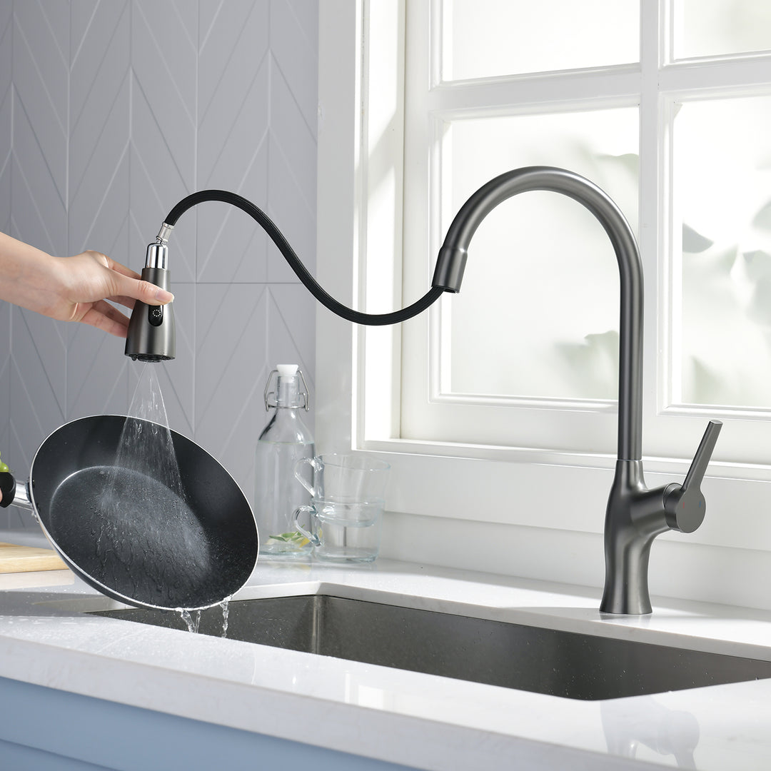 Stainless Steel Pull-Down Single Handle Kitchen Faucet – Lefton Home