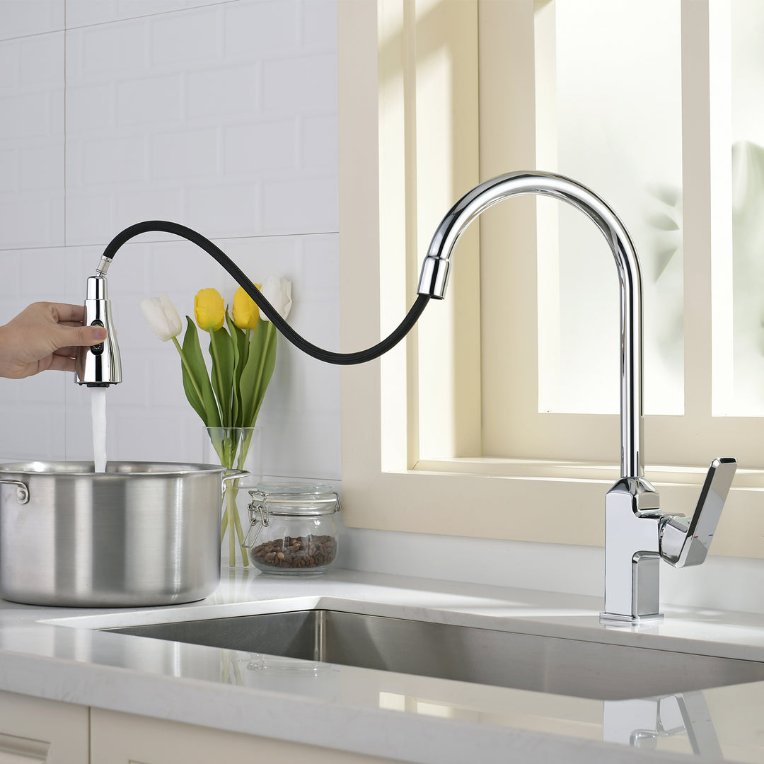 Lefton Modern Pull-Down Single-Hole Kitchen Sink Faucet – Lefton Home