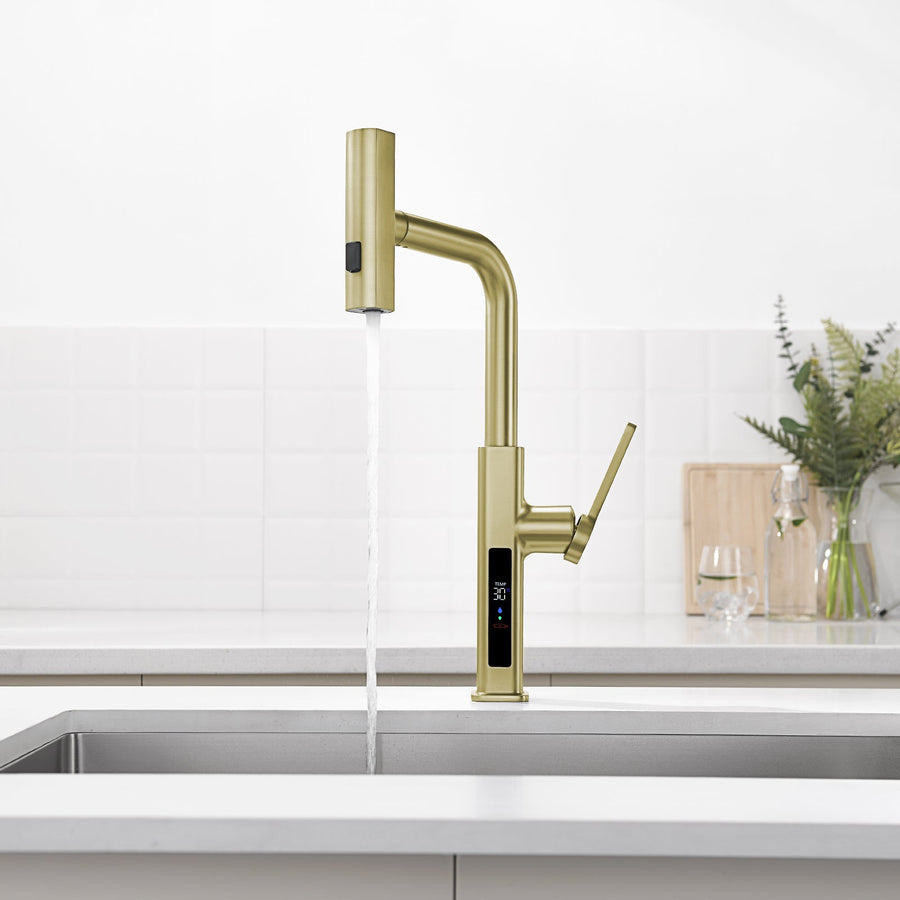 Smart Waterfall Kitchen Faucet with Temperature Display – Lefton Home