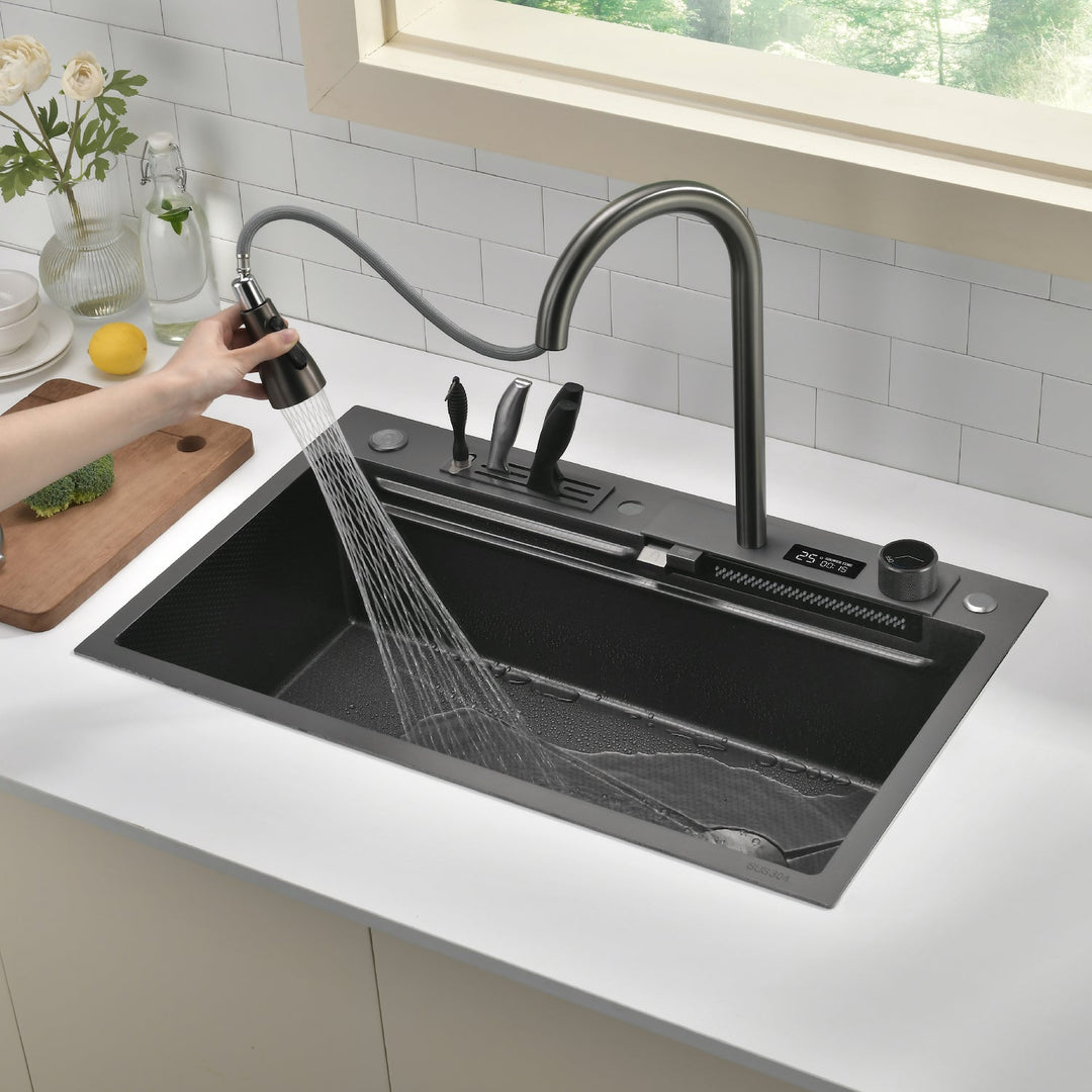 Modern Single Bowl Workstation Kitchen Sink Set-KS2204 – Lefton Home